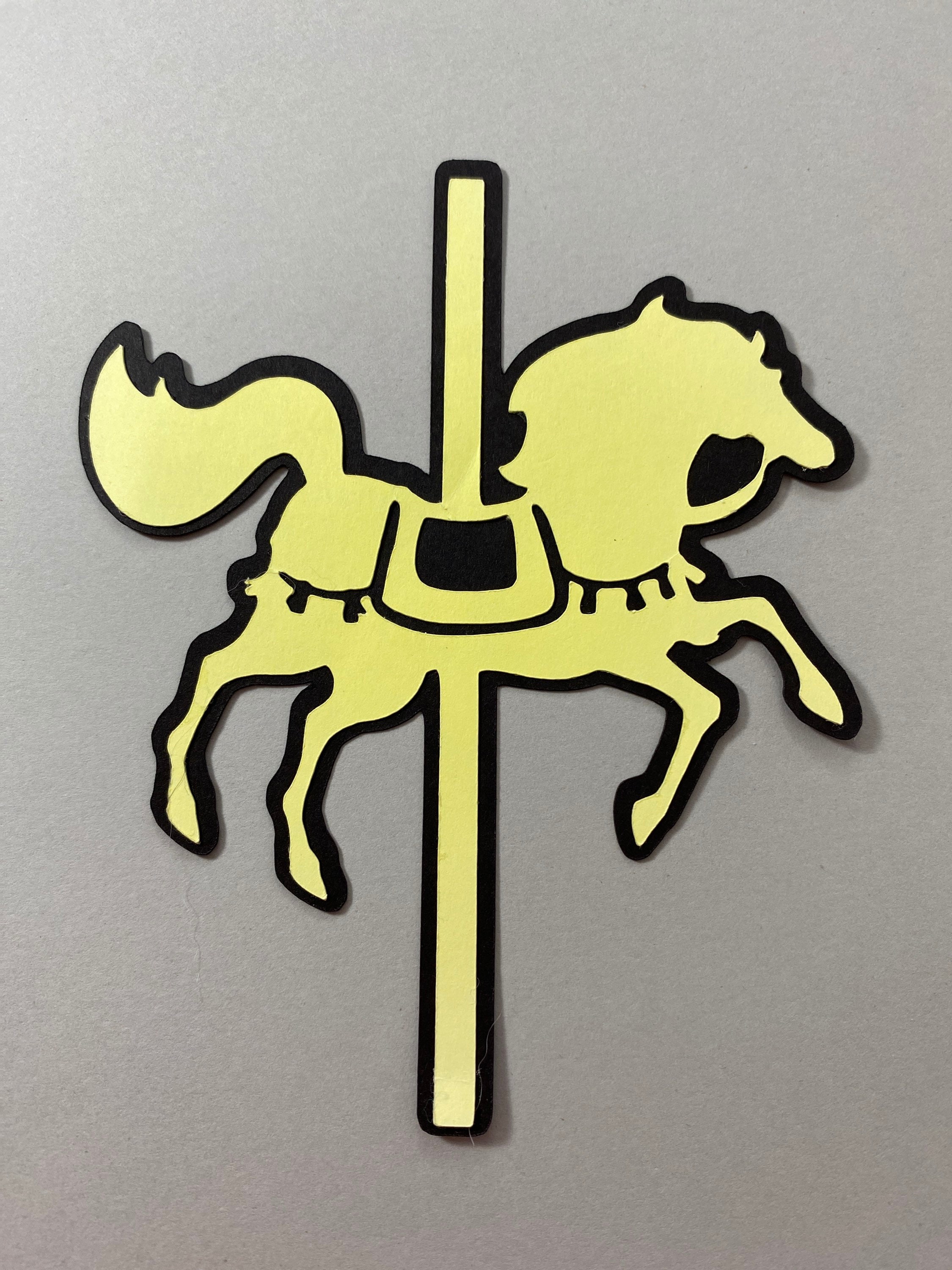 Yellow Carousel Merry Go Round Horse Amusement Park Ride Die Cut ...