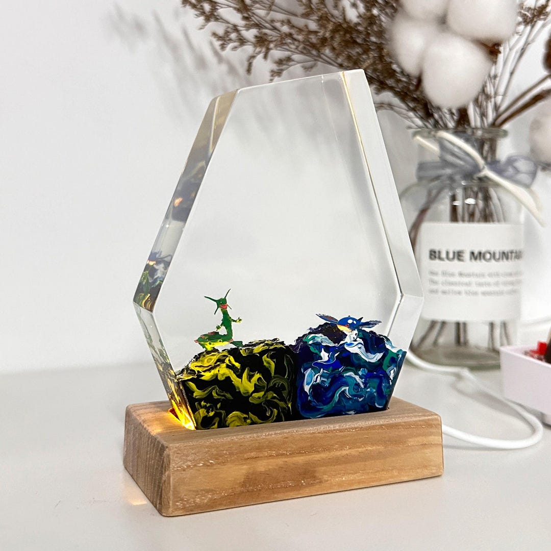 Rayqu.aza Kyogre Groudon Pokem.on Resin Lamp, Poke.mon Decor, Pok.emon ...