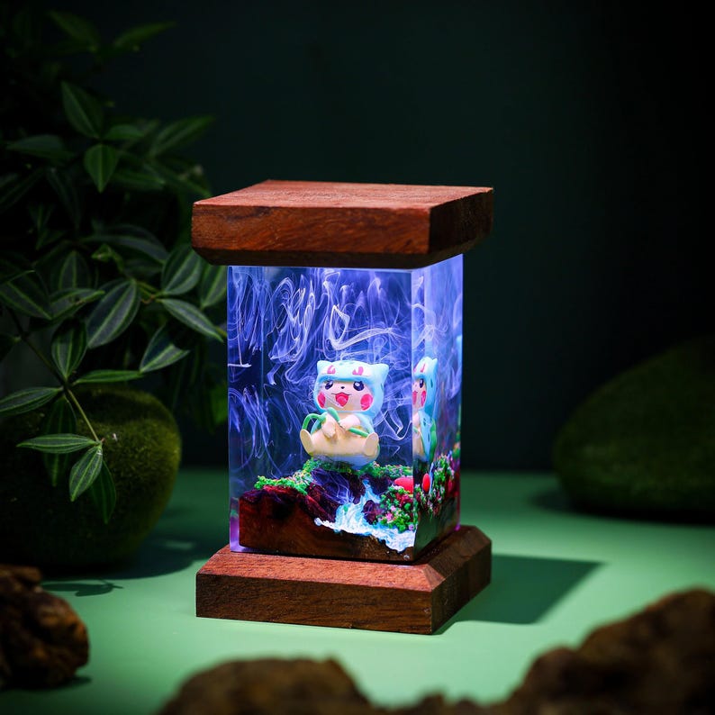 MEW POKE.MON Epoxy Lamp Custom Pok,,emon Resin Lamp Pokemon Terrarium ...