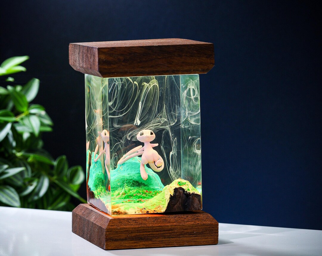 MEW POKE.MON Epoxy Lamp Custom Pok,,emon Resin Lamp Pokemon Terrarium ...
