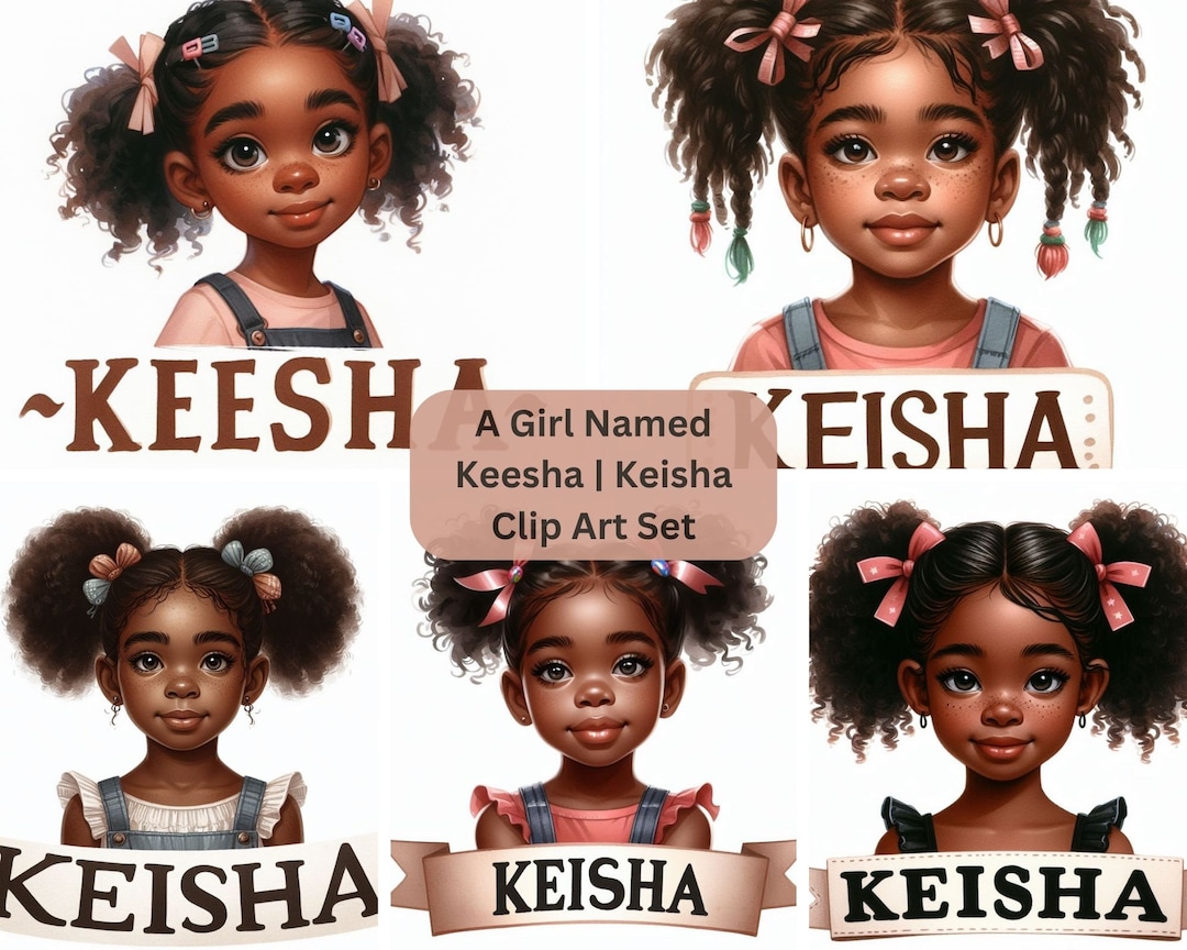 Keesha Clip Art Set Keisha Clip Art Black Girl Clip Art Name Art Afro ...