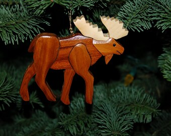 MOOSE CHRISTMAS ORNAMENT Wood Carving. A funny and charming | Etsy