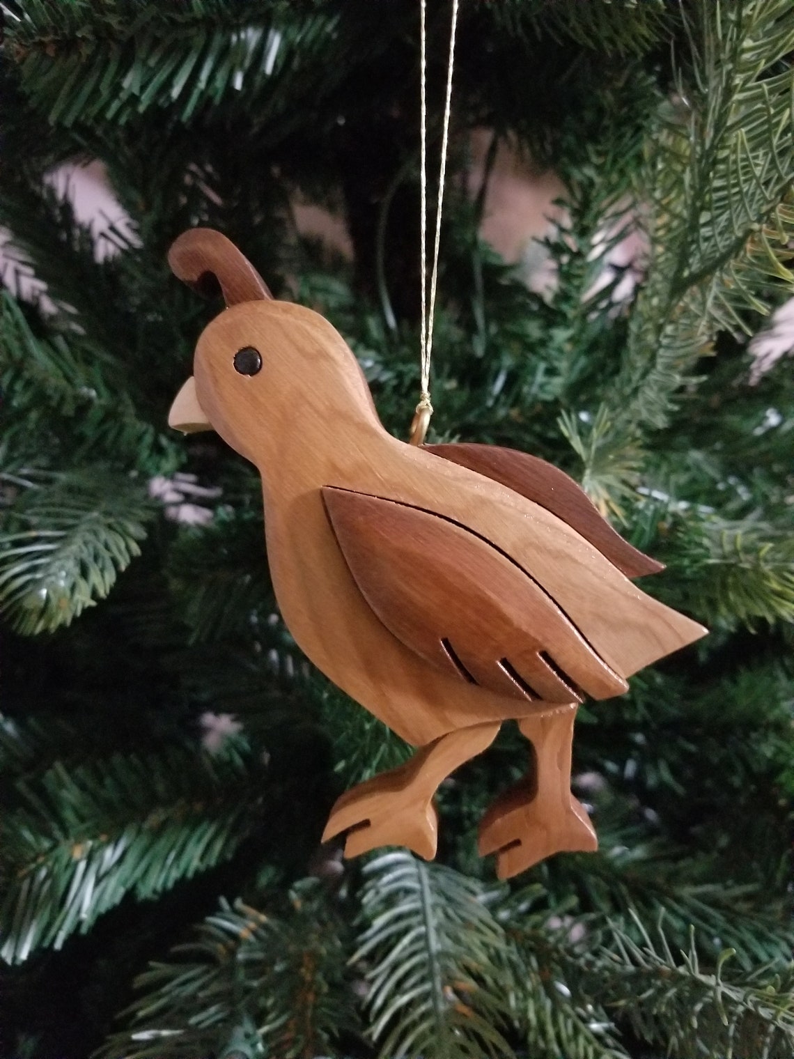 QUAIL CHRISTMAS ORNAMENT Intarsia Wood Carving. Beautifully Depicted ...