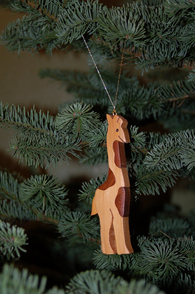 GIRAFFE CHRISTMAS ORNAMENT Intarsia Wood Carving. This Giraffe - Etsy