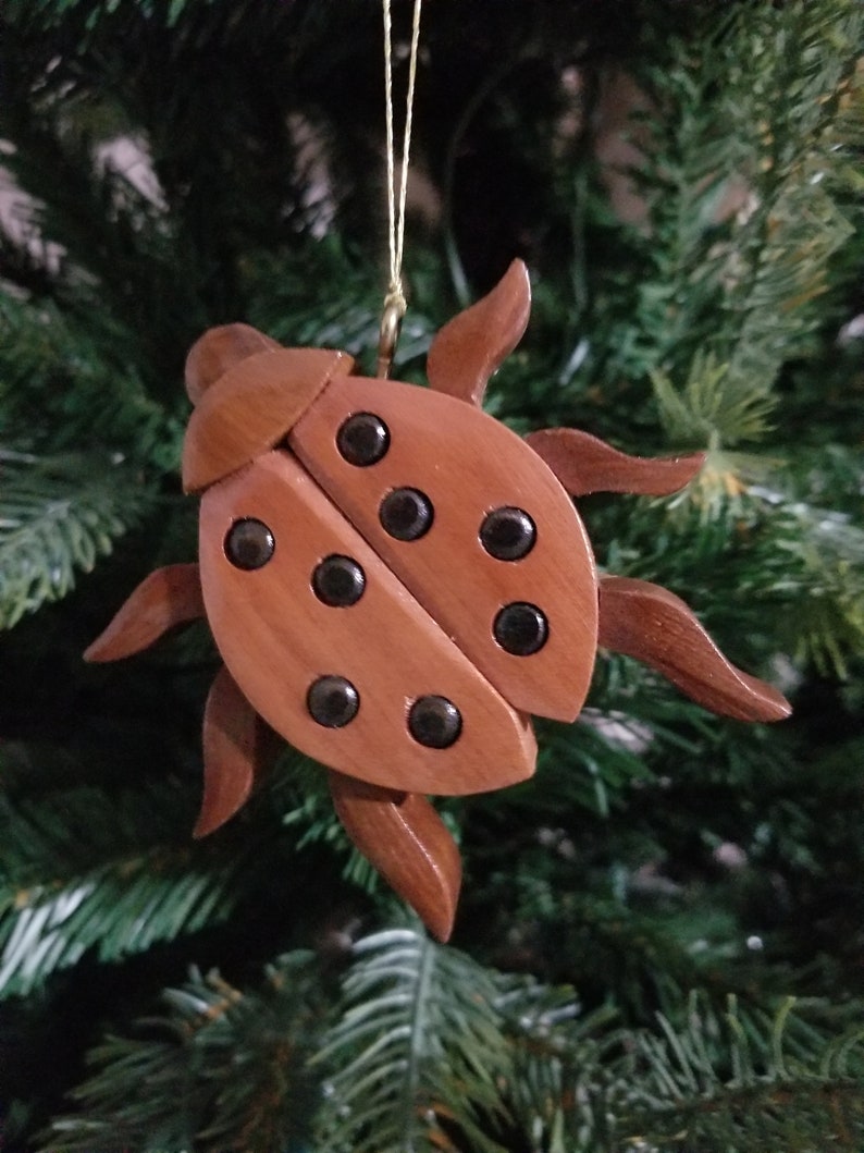 LADYBUG CHRISTMAS ORNAMENT Wood Carving. A Charming Little Bug That is ...