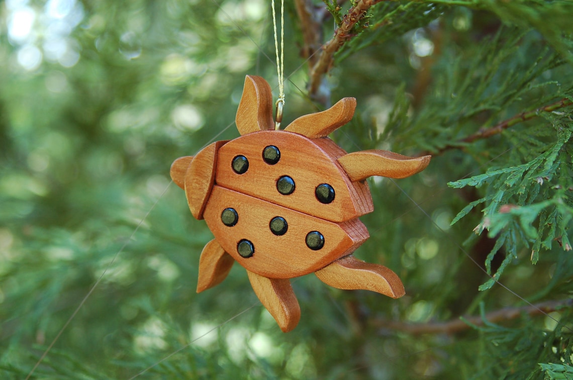 LADYBUG CHRISTMAS ORNAMENT Wood Carving. A Charming Little Bug That is ...