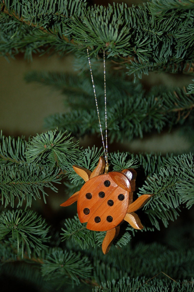 LADYBUG CHRISTMAS ORNAMENT Wood Carving. A Charming Little Bug That is ...