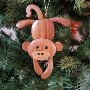 MONKEY CHRISTMAS ORNAMENT Wood Carving. A Cute and Original Ornament ...