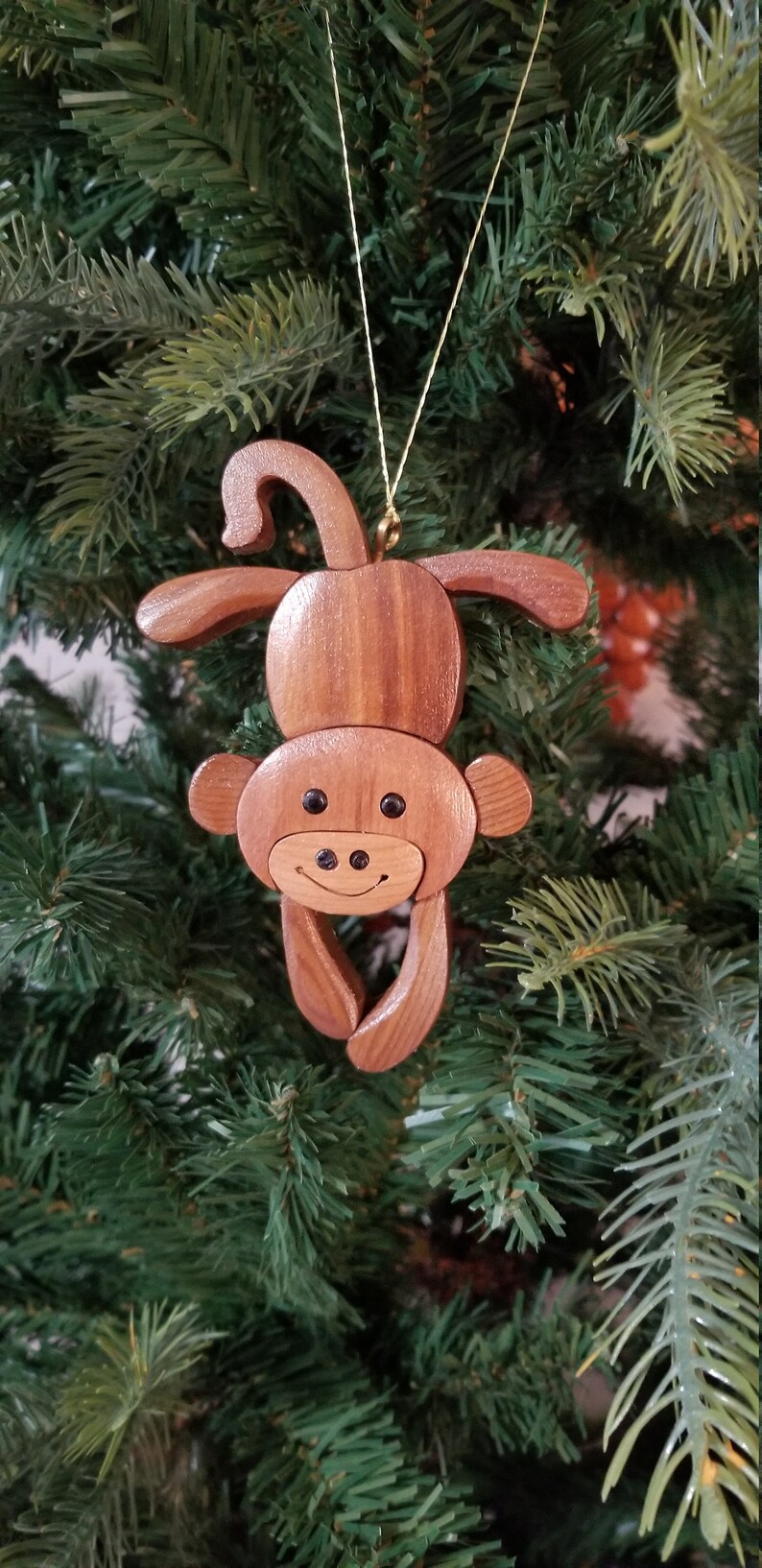 MONKEY CHRISTMAS ORNAMENT Wood Carving. A Cute and Original - Etsy