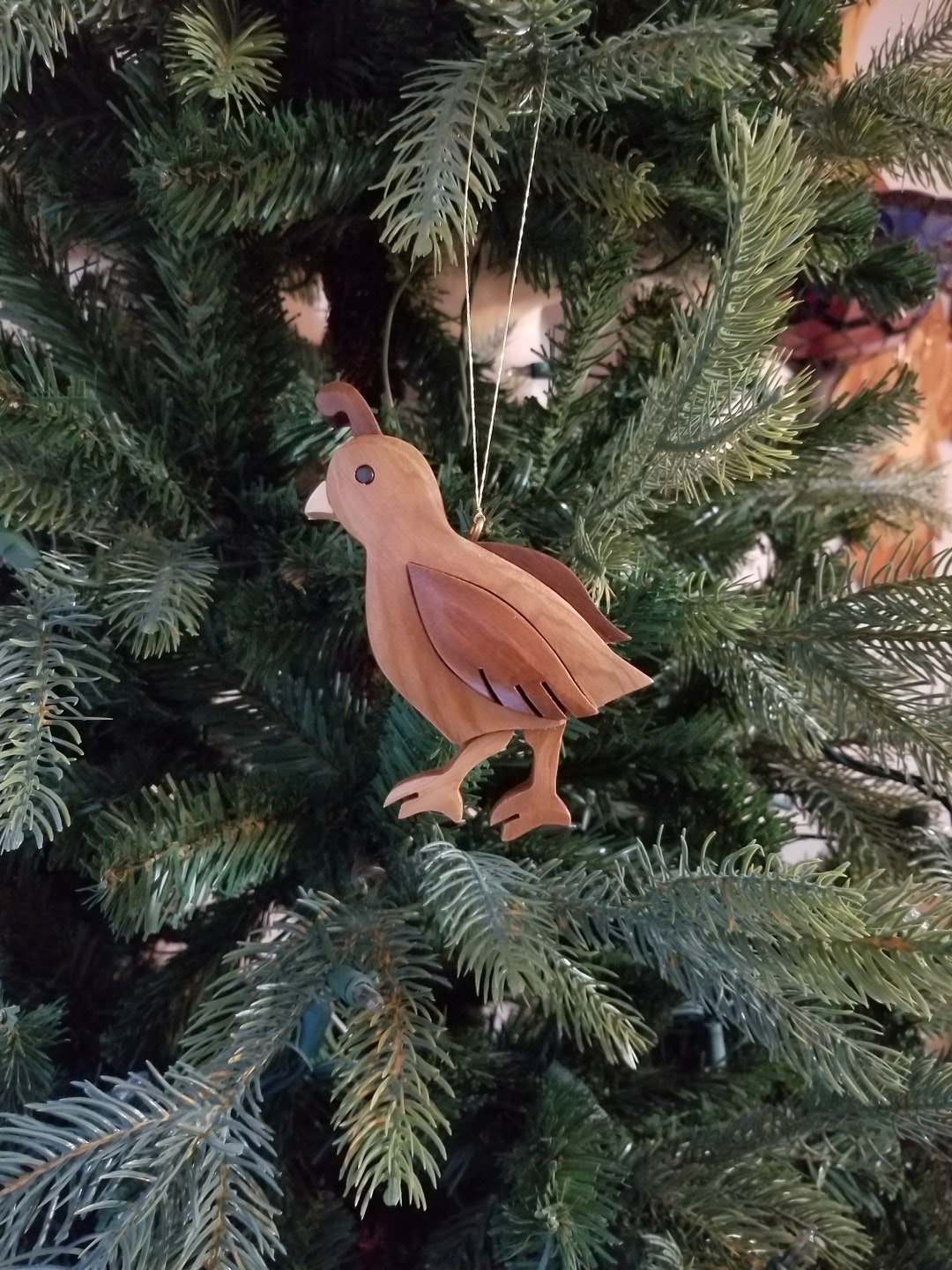 QUAIL CHRISTMAS ORNAMENT Intarsia Wood Carving. Beautifully Depicted ...
