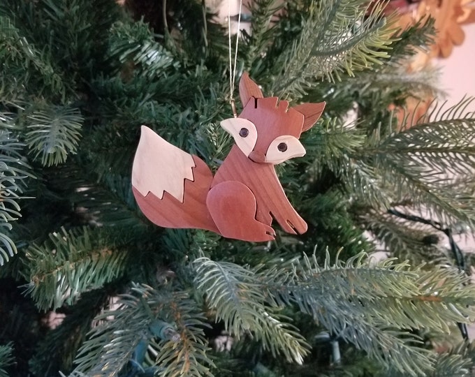 FOX CHRISTMAS ORNAMENT Intarsia Carving. A Unique Piece With - Etsy