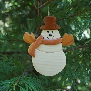 SNOWMAN CHRISTMAS ORNAMENT Intarsia Wood Carving. This Collectible is ...