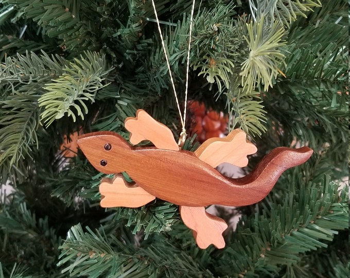 GECKO Christmas Ornament Wood Sculpture.... ON SALE... While They Last ...