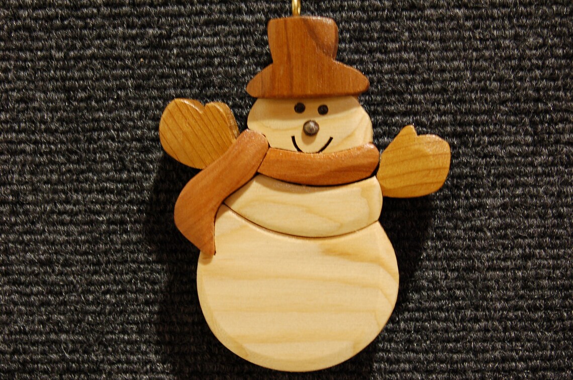 SNOWMAN CHRISTMAS ORNAMENT Intarsia Wood Carving. This - Etsy