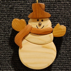 SNOWMAN CHRISTMAS ORNAMENT Intarsia Wood Carving. This Collectible is ...