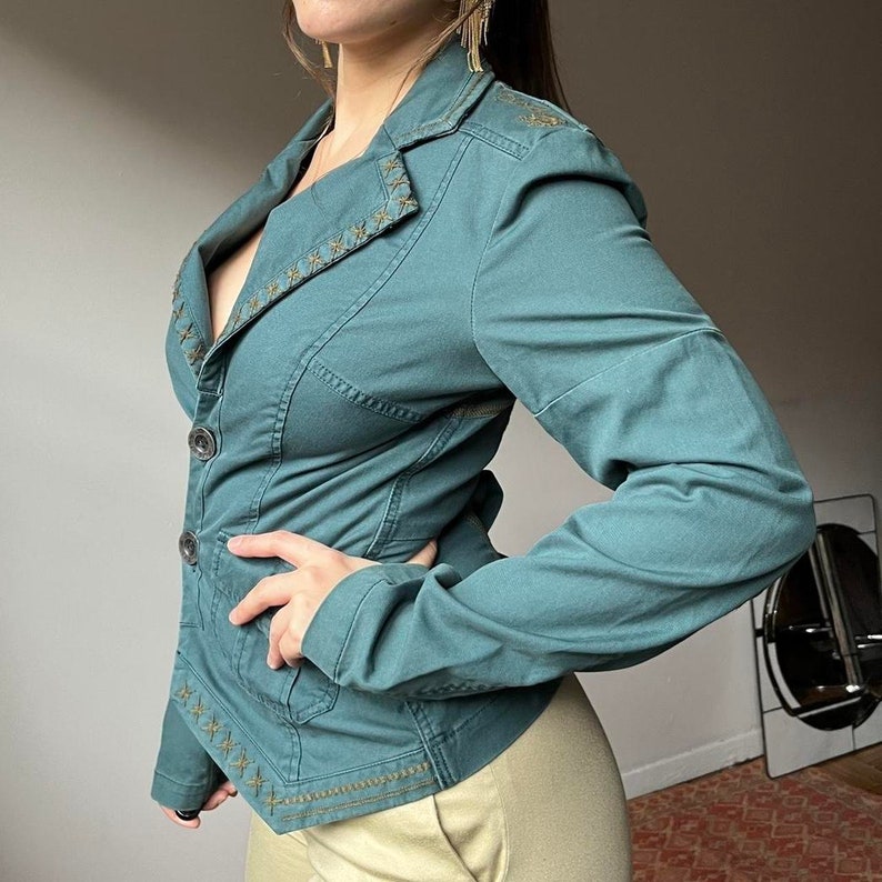 Epic Vintage Diesel Turquoise Denim Jacket - Etsy