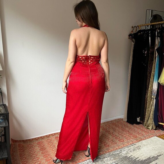 bedazzled y2k red prom dress gown - Gem