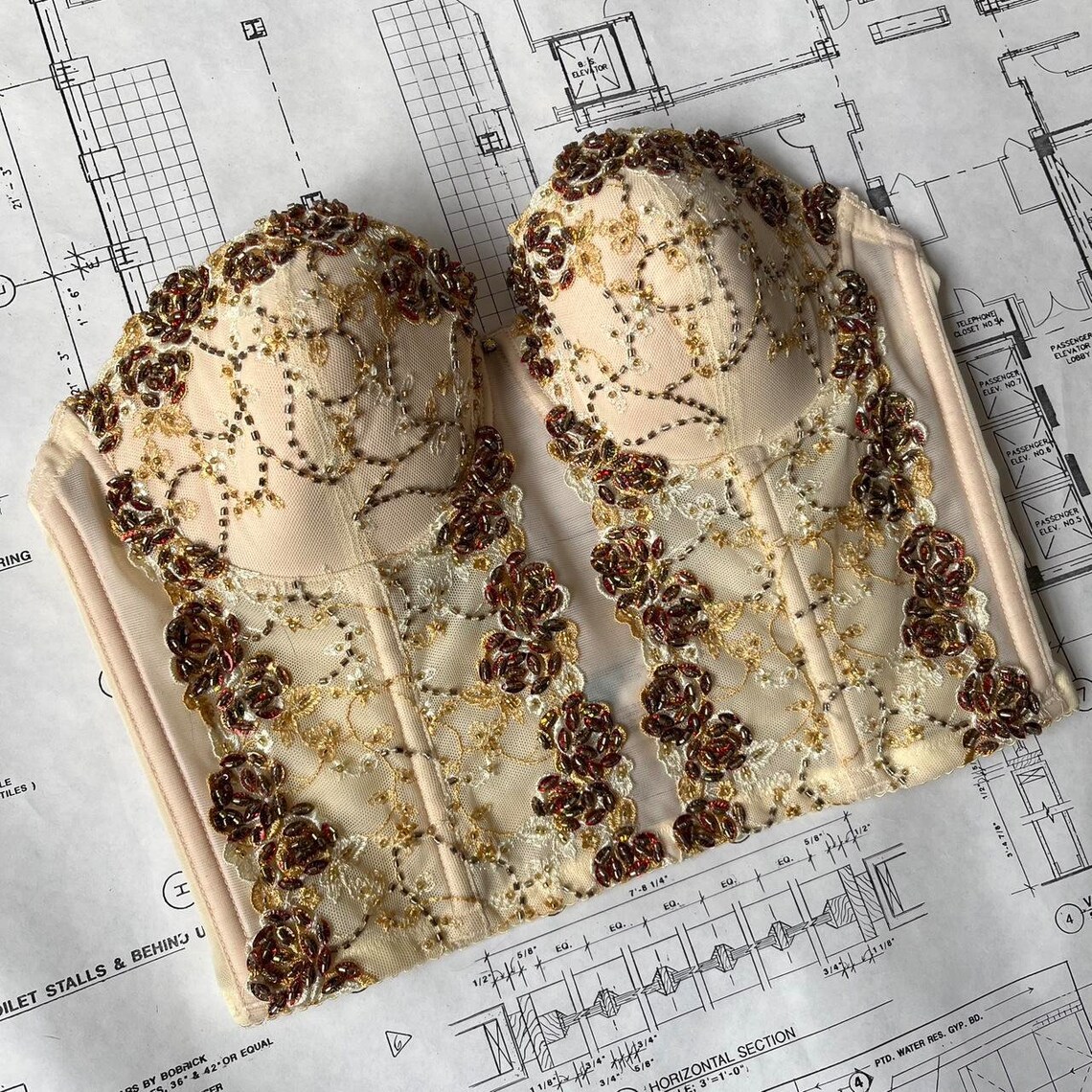 Y2k Yellow and Gold Beaded Corset - Etsy