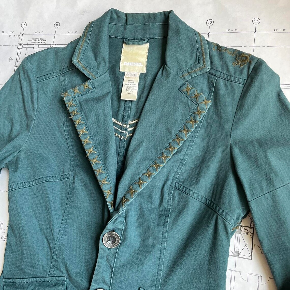 Epic Vintage Diesel Turquoise Denim Jacket - Etsy