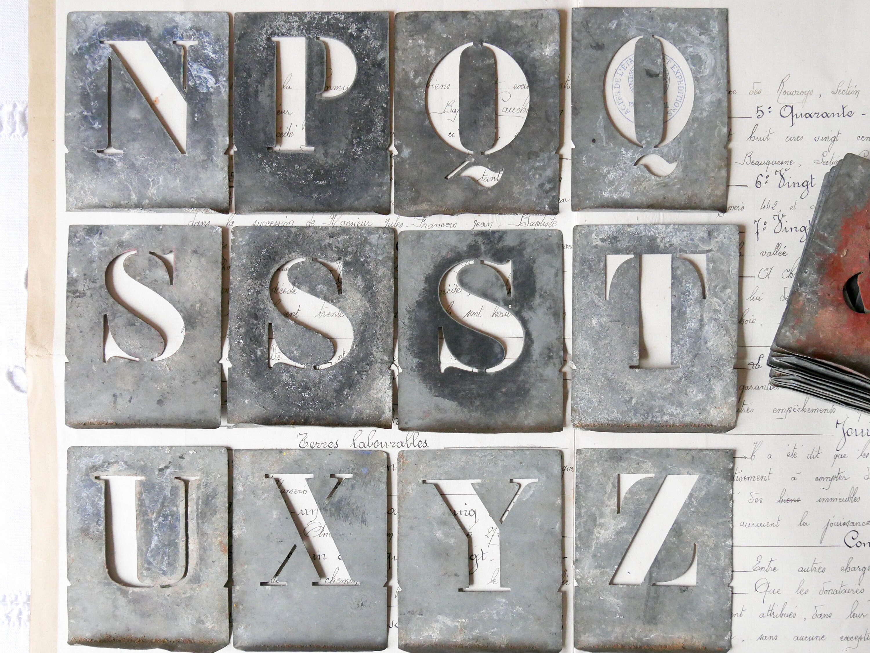 Vintage French Alphabet Stencil Small Zinc Letter Metal - Etsy