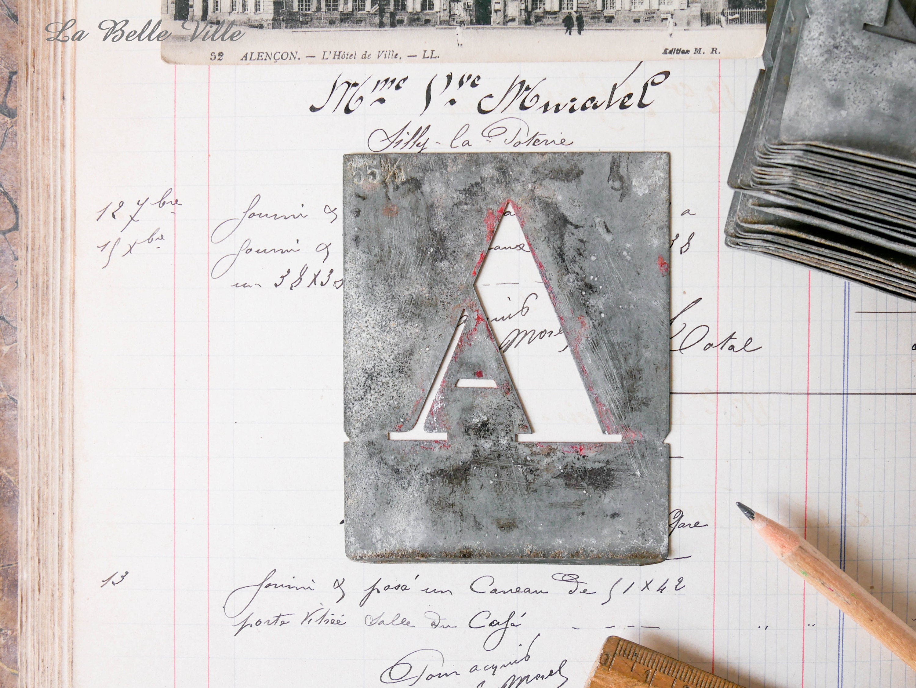 Vintage French Alphabet Stencil Medium Zinc Letter Metal - Etsy