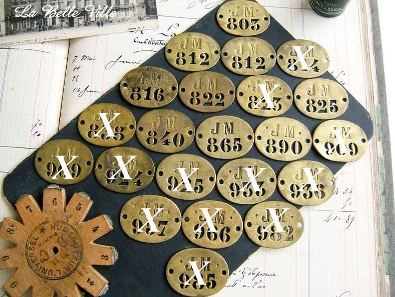 Vintage French brass number tag Antique metal brass sign | Etsy
