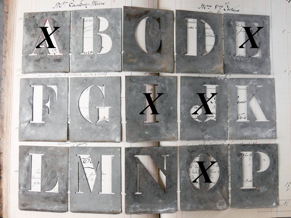 Vintage French Alphabet Stencil Medium Zinc Letter Metal - Etsy
