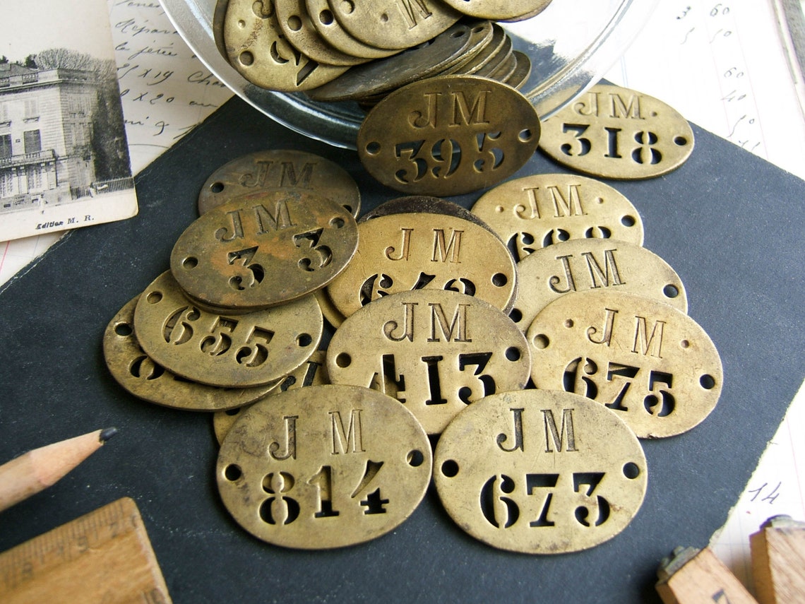 Vintage French Brass Number Tag Antique Metal Brass Sign - Etsy