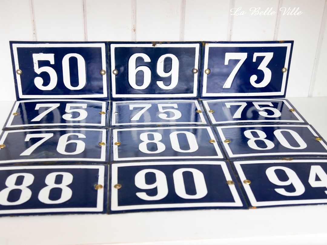 Vintage French Enamel House Number - Blue Street Plate - House Number ...