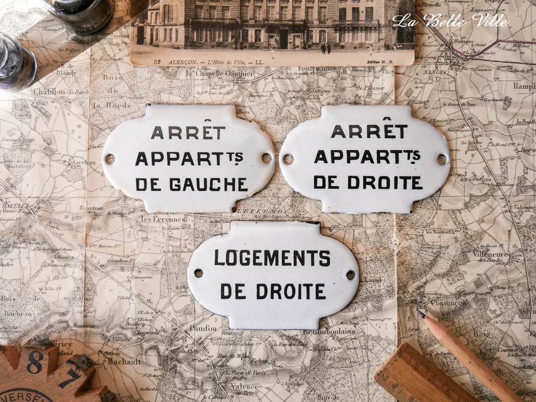 Vintage French Enamel Sign One Antique Enameled Plate Paris Apartment ...