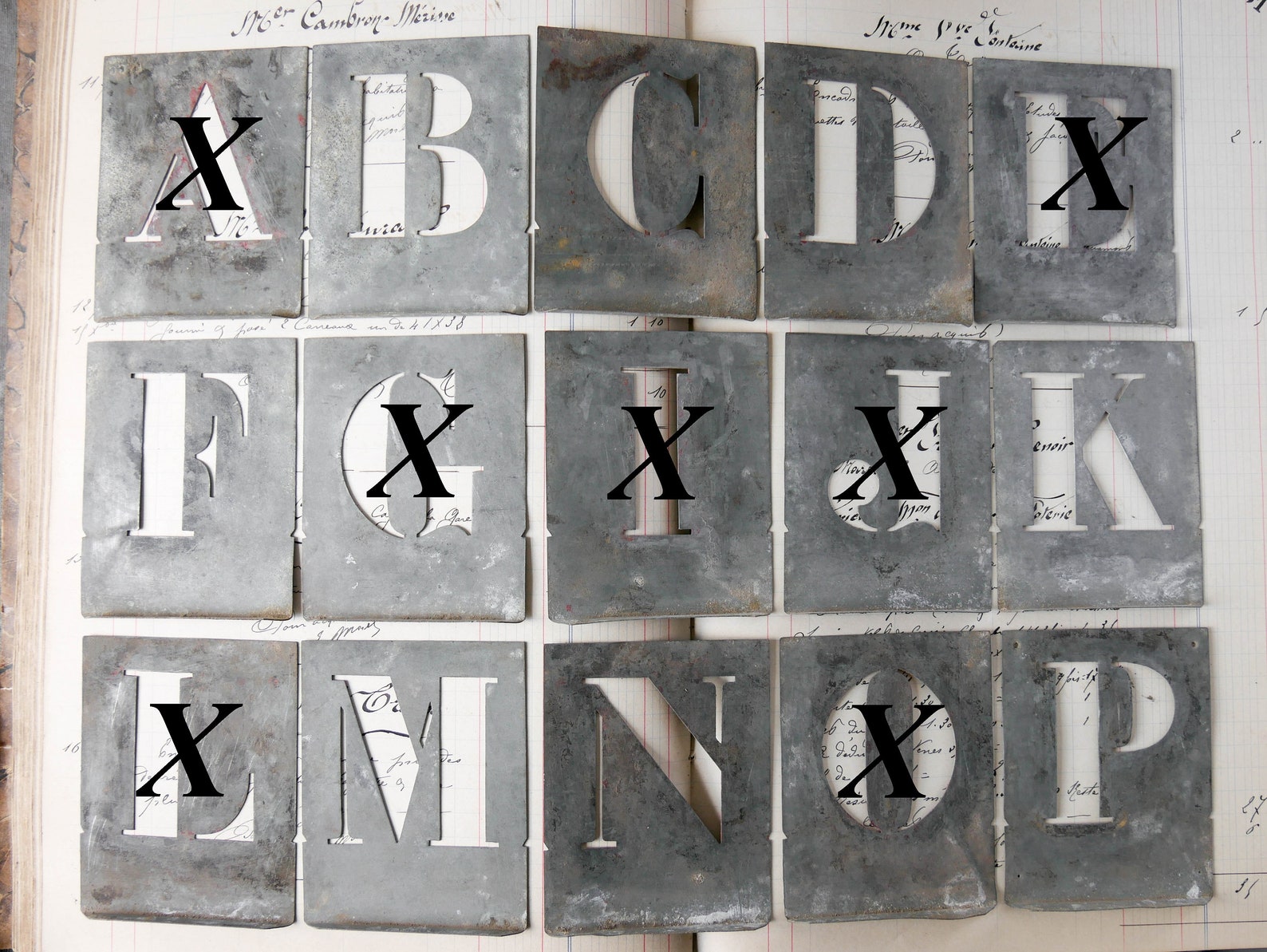 Vintage French Alphabet Stencil Medium Zinc Letter Metal - Etsy