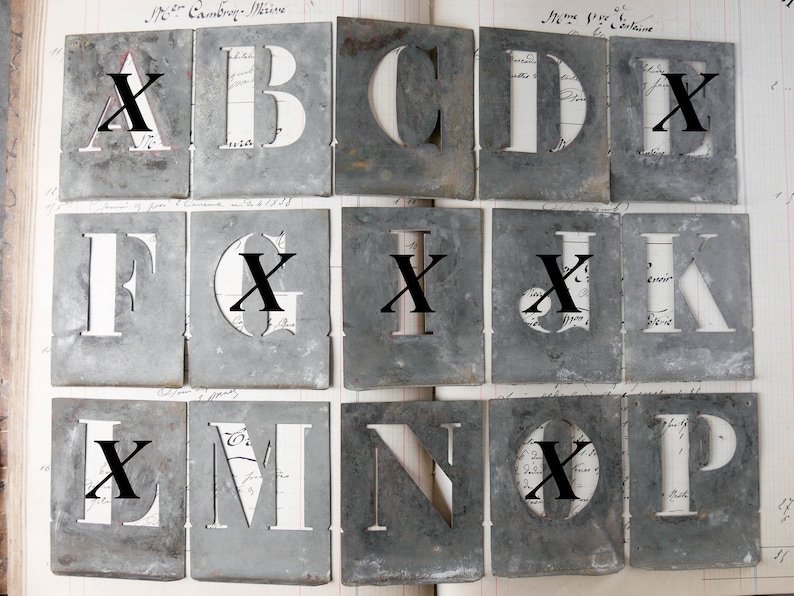 Vintage French Alphabet Stencil Medium Zinc Letter Metal - Etsy
