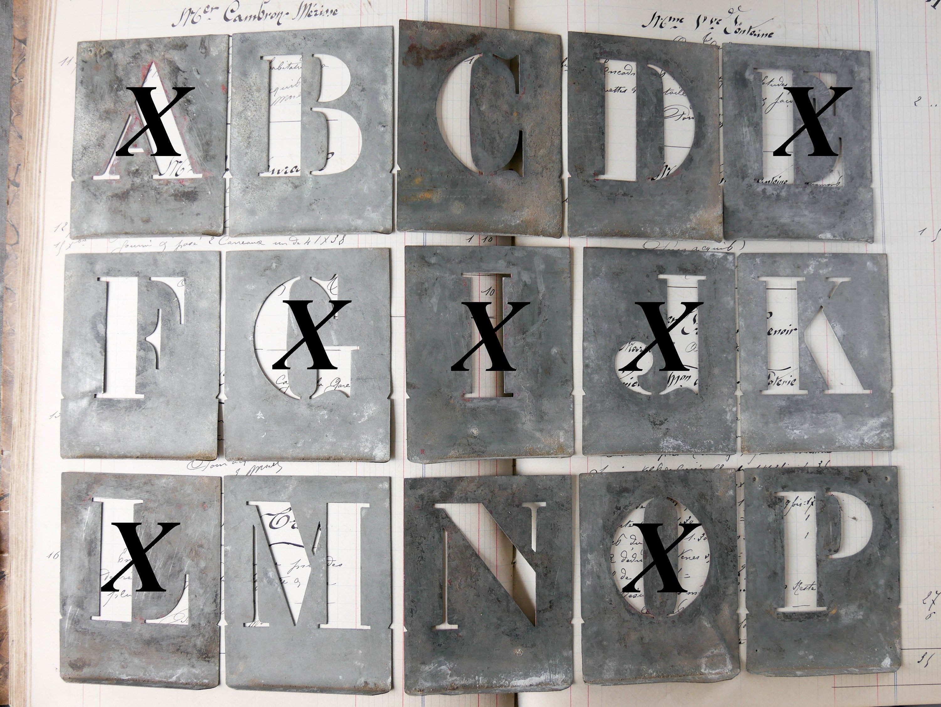 Vintage French Alphabet Stencil Medium Zinc Letter Metal - Etsy
