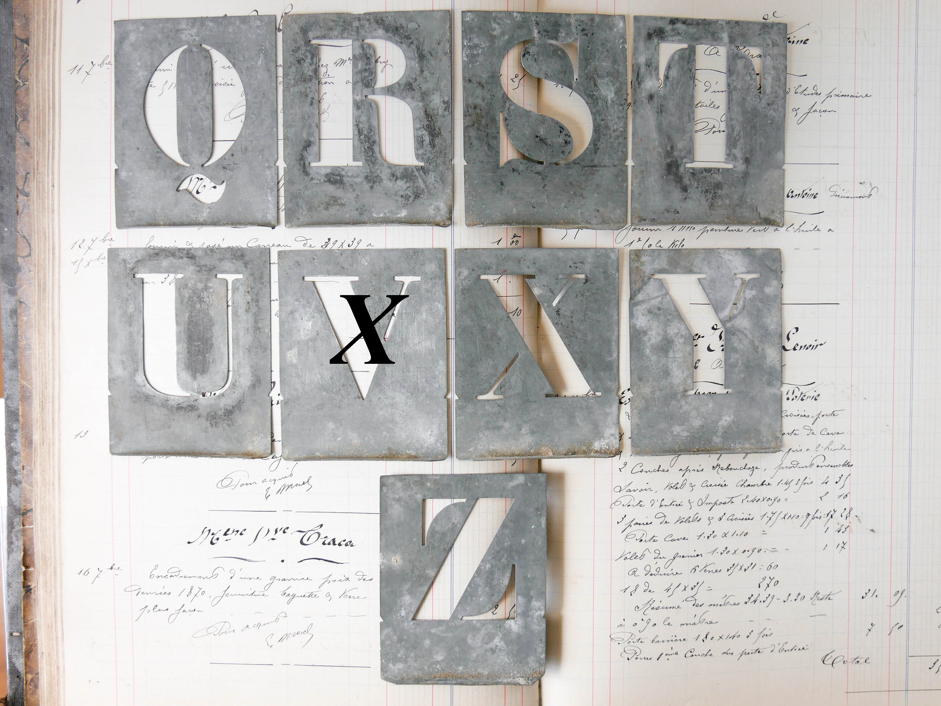 Vintage French Alphabet Stencil Medium Zinc Letter Metal - Etsy