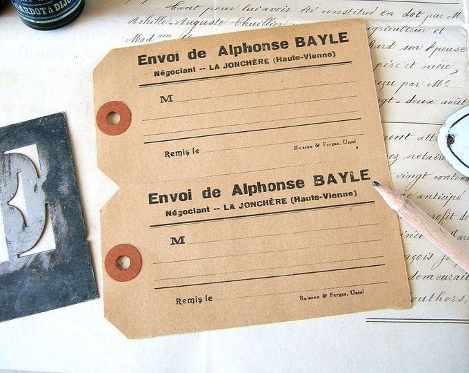 Vintage French Hang Tags Set of 2 Parcel Tags Antique Shipping Tags ...