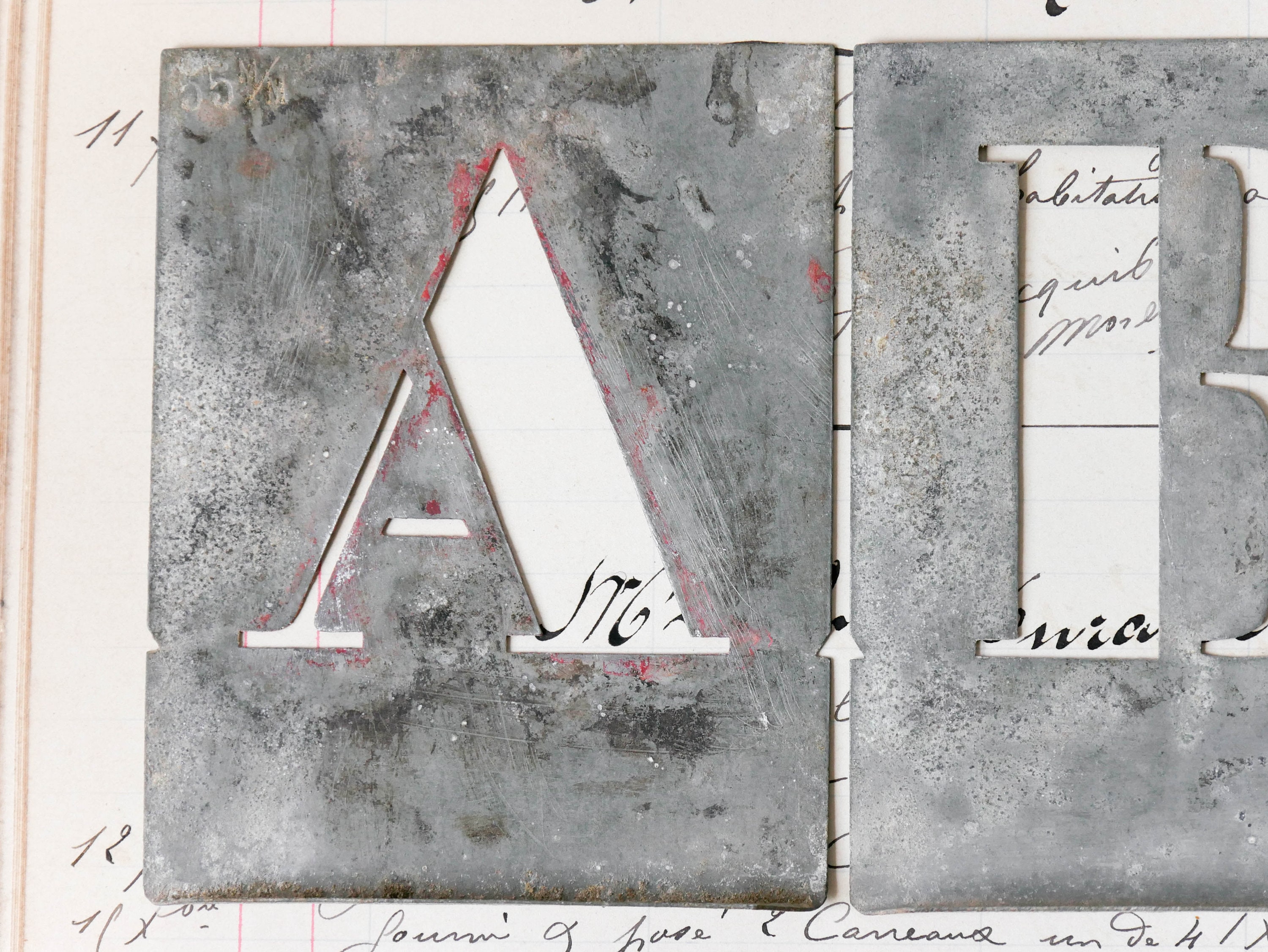 Vintage French alphabet stencil Medium zinc letter Metal | Etsy