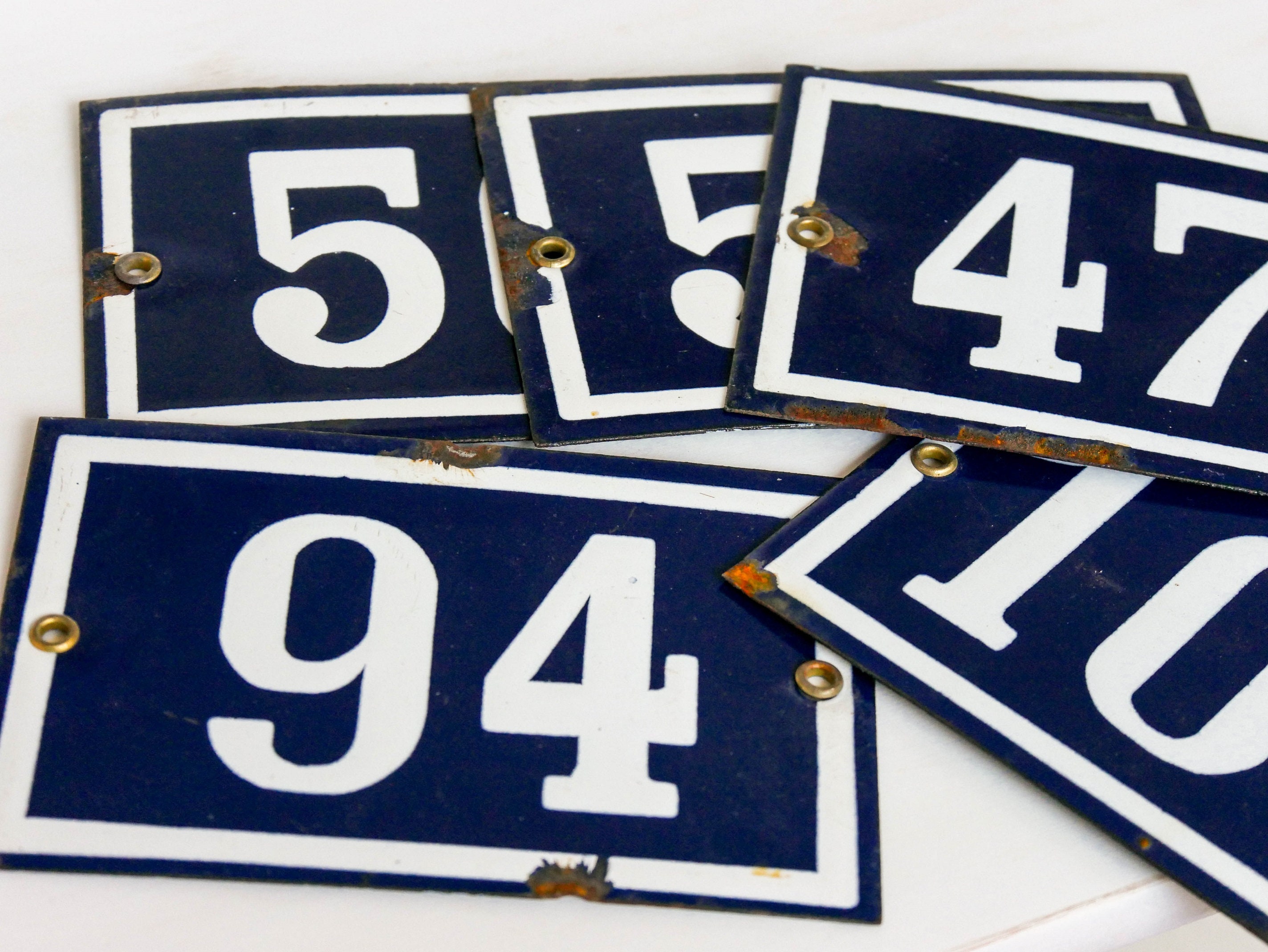 Vintage French enamel house number Blue street plate House | Etsy