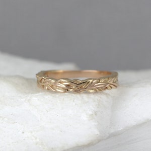 14K Gold Leaf Design Band Your Choice of Rose White or - Etsy