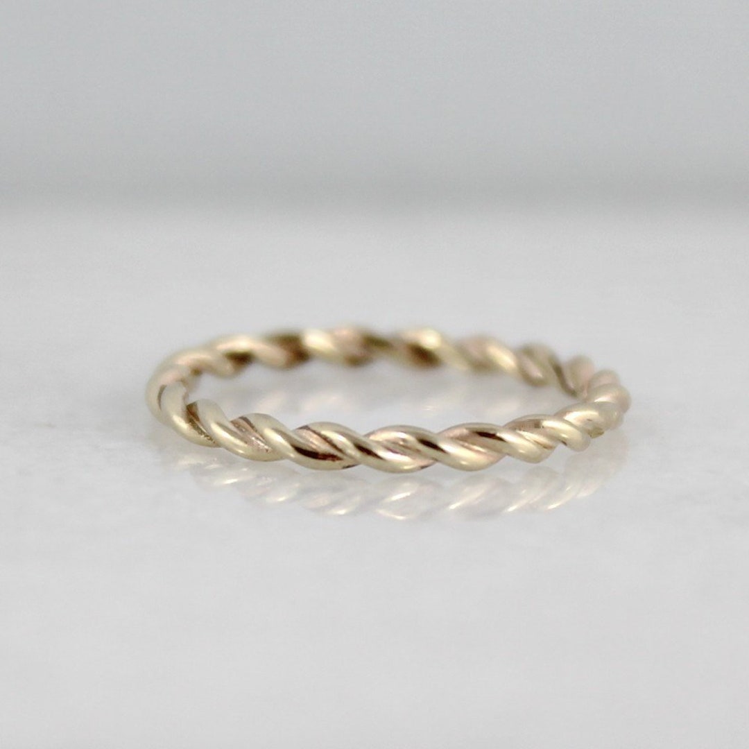 14K Yellow Gold Wedding Band - Twist Band - Stacking Ring - Yellow Gold ...