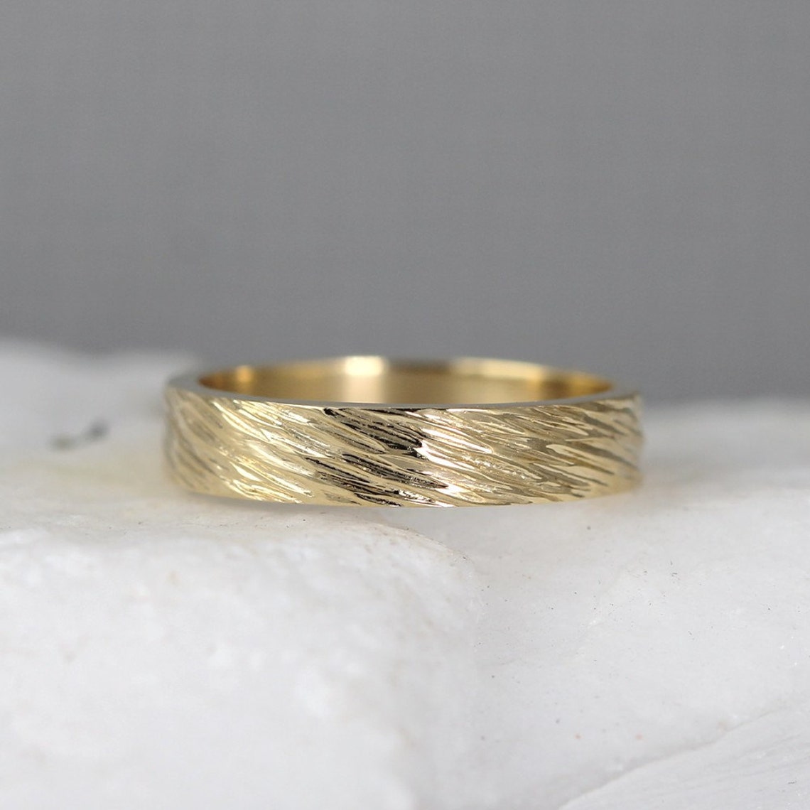 Hammered Bark Texture 4mm 14K Gold Wedding Band Pink Yellow - Etsy Canada