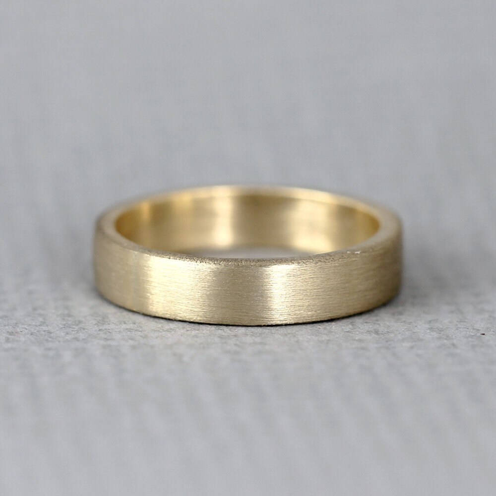 Yellow Gold Men's Wedding Band 14K Yellow Gold Matte | Etsy