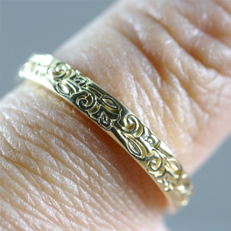 14K Yellow Gold Wedding Band Design Band Stacking Ring - Etsy