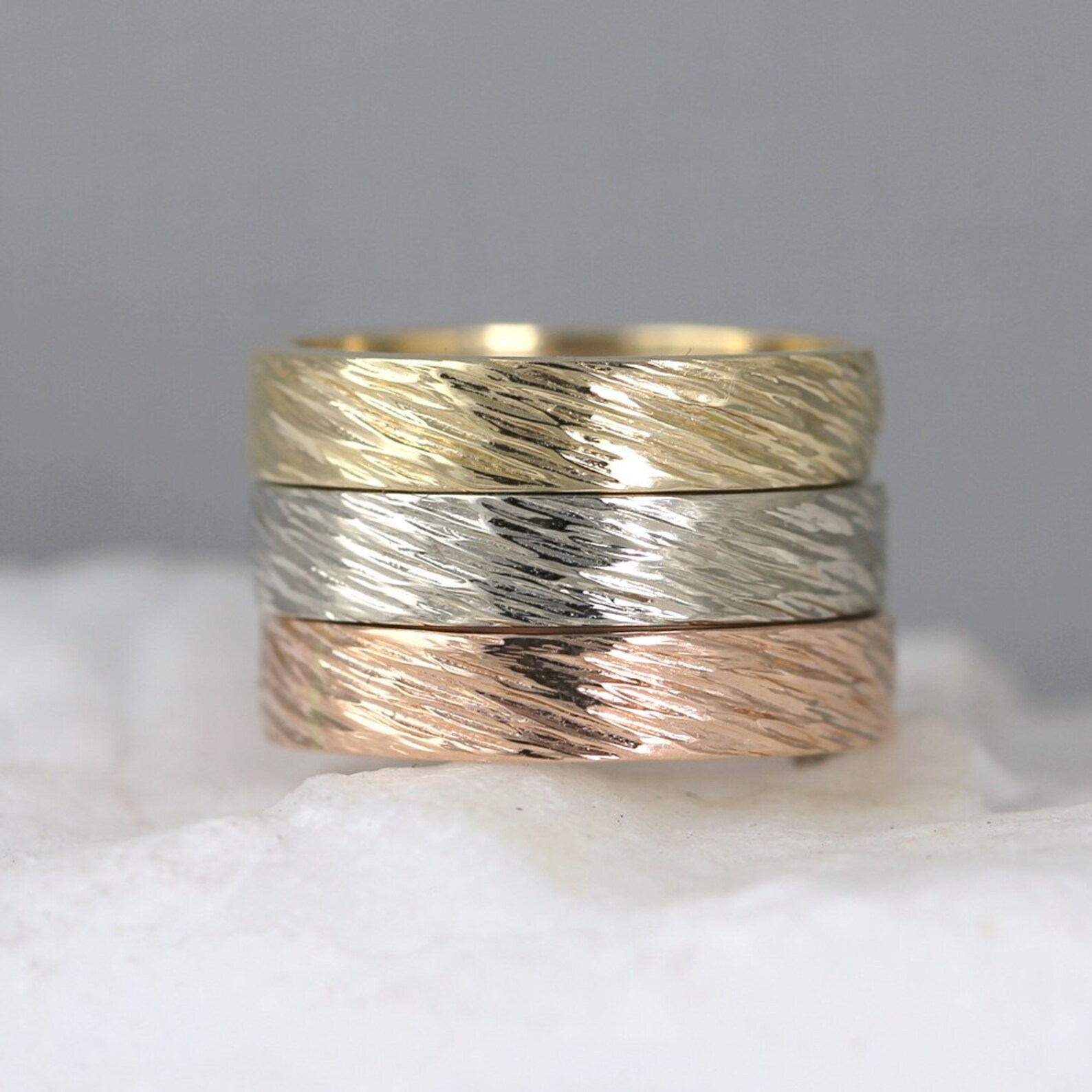 Hammered Bark Texture 4mm 14K Gold Wedding Band Pink Yellow - Etsy Canada