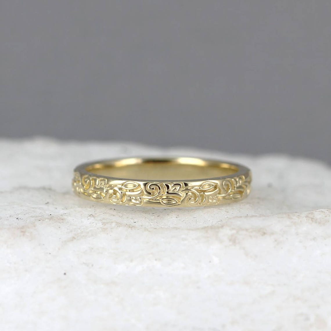14K Yellow Gold Wedding Band Design Band Stacking Ring - Etsy