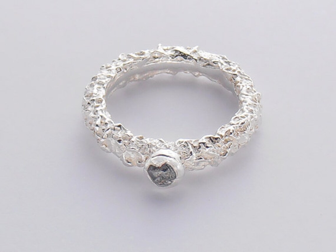 Pure Silver Raw Diamond Engagement Ring Raw Diamond - Etsy