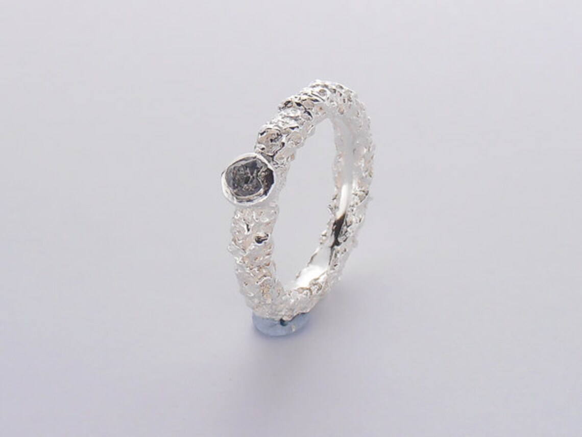 Pure Silver Raw Diamond Engagement Ring Raw Diamond - Etsy