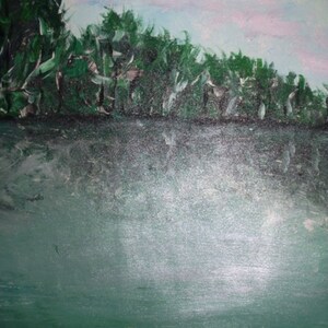 GREEN LAKE - Original Acrylic Landscape Art, Size: 22,5" X 38,3" (58 X ...