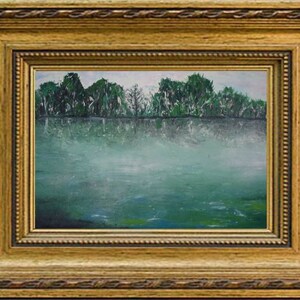 GREEN LAKE - Original Acrylic Landscape Art, Size: 22,5" X 38,3" (58 X ...