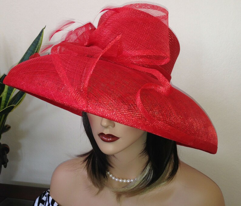 Kentucky Derby Hat Formal Hat.red Hat Couture Hat for Del - Etsy