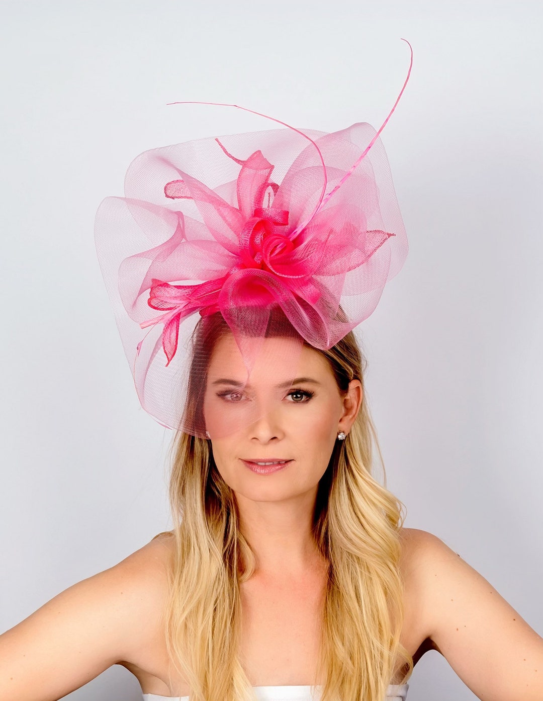 READY to Ship. HOT PINK Fascinator. Kentucky Derby Hat. Pink Fascinator ...